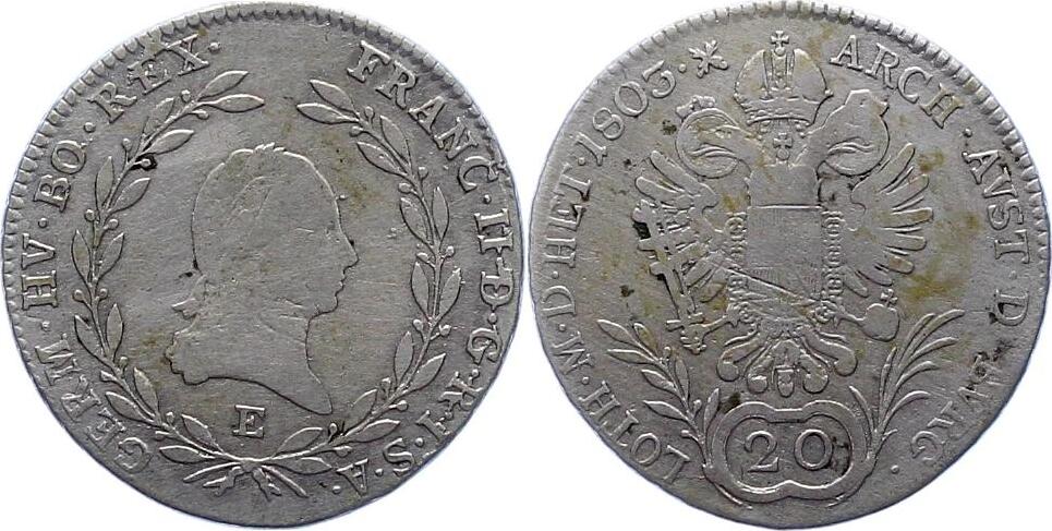 Haus Habsburg 20 Kreuzer 1803 E Franz II.(I.) 1792-1835. VF- | MA-Shops