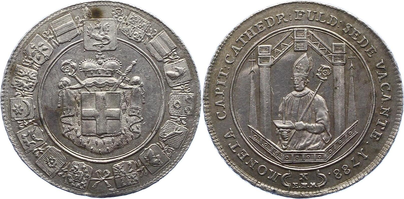 Fulda-Bistum Taler Sedisvakanz 1788. Schöne Patina. Randfehler, VF-EF ...