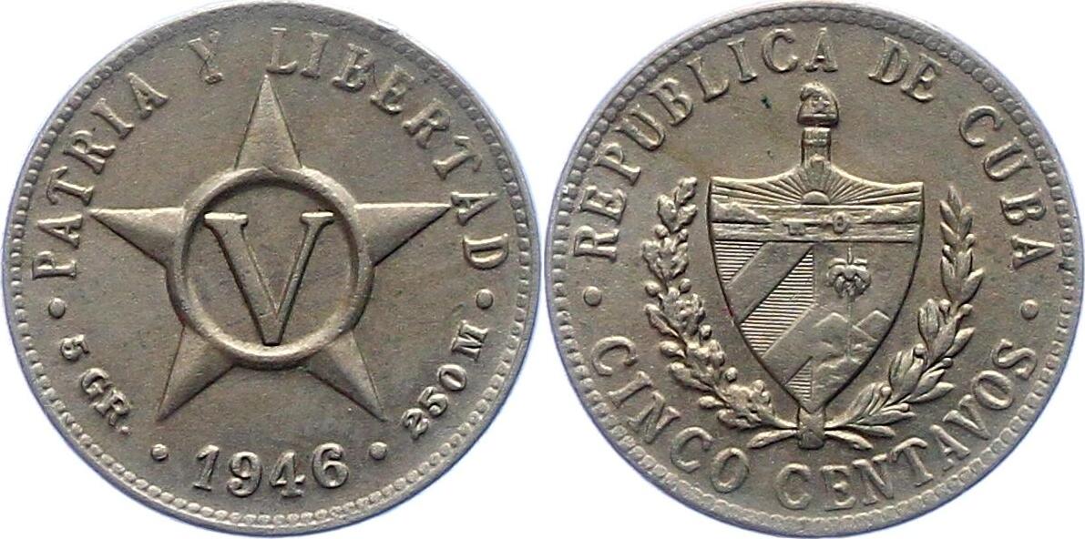 Cuba 5 Centavos 1946 Republik 1902-1962. EF | MA-Shops