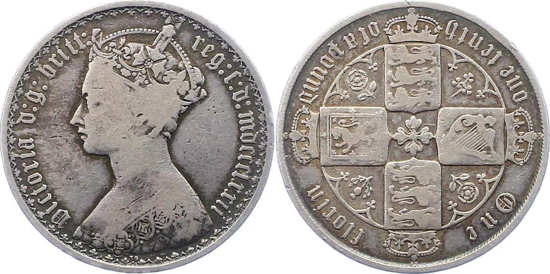 Großbritannien Florin. Gothic type. 1872 Victoria 1837-1901. F | MA-Shops