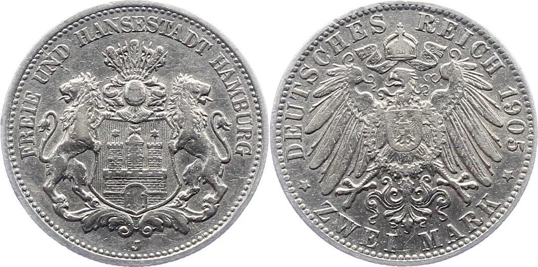 Hamburg 2 Mark 1905 J VF | MA-Shops