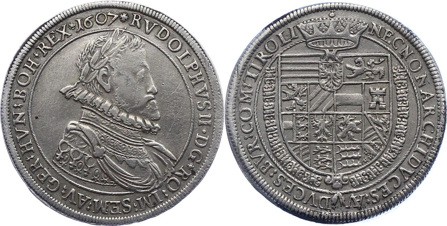 Haus Habsburg Taler 1607 Rudolf II. 1576-1612. Leicht gereinigt, VF-EF ...