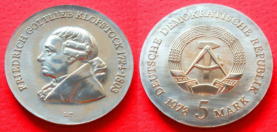 DDR 5 Mark 1978 Friedrich Klopstock CH UNC | MA-Shops