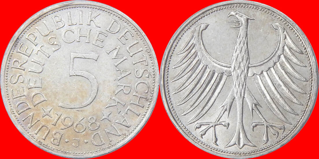 (25/Altsep23) BRD 5 DM J. 387 Adler 1968 J VF | MA-Shops