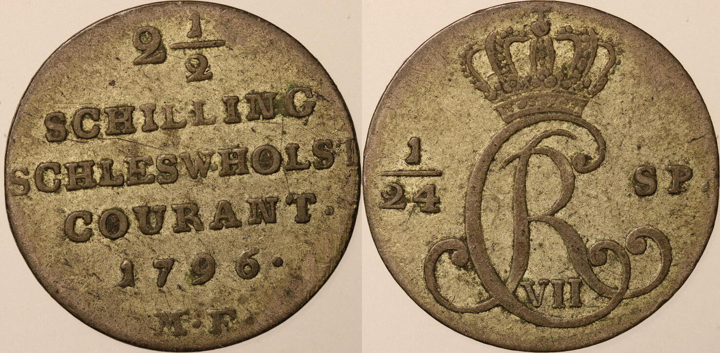Schleswig Holstein 2 1/2 Schilling 1796 dänisch VF+ /- | MA-Shops