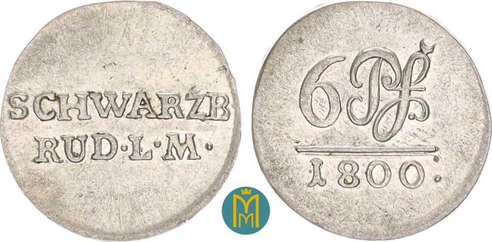 Schwarzburg-Rudolstadt 6 Pfennig 1800 Ludwig Friedrich II. 1793-1807 EF ...