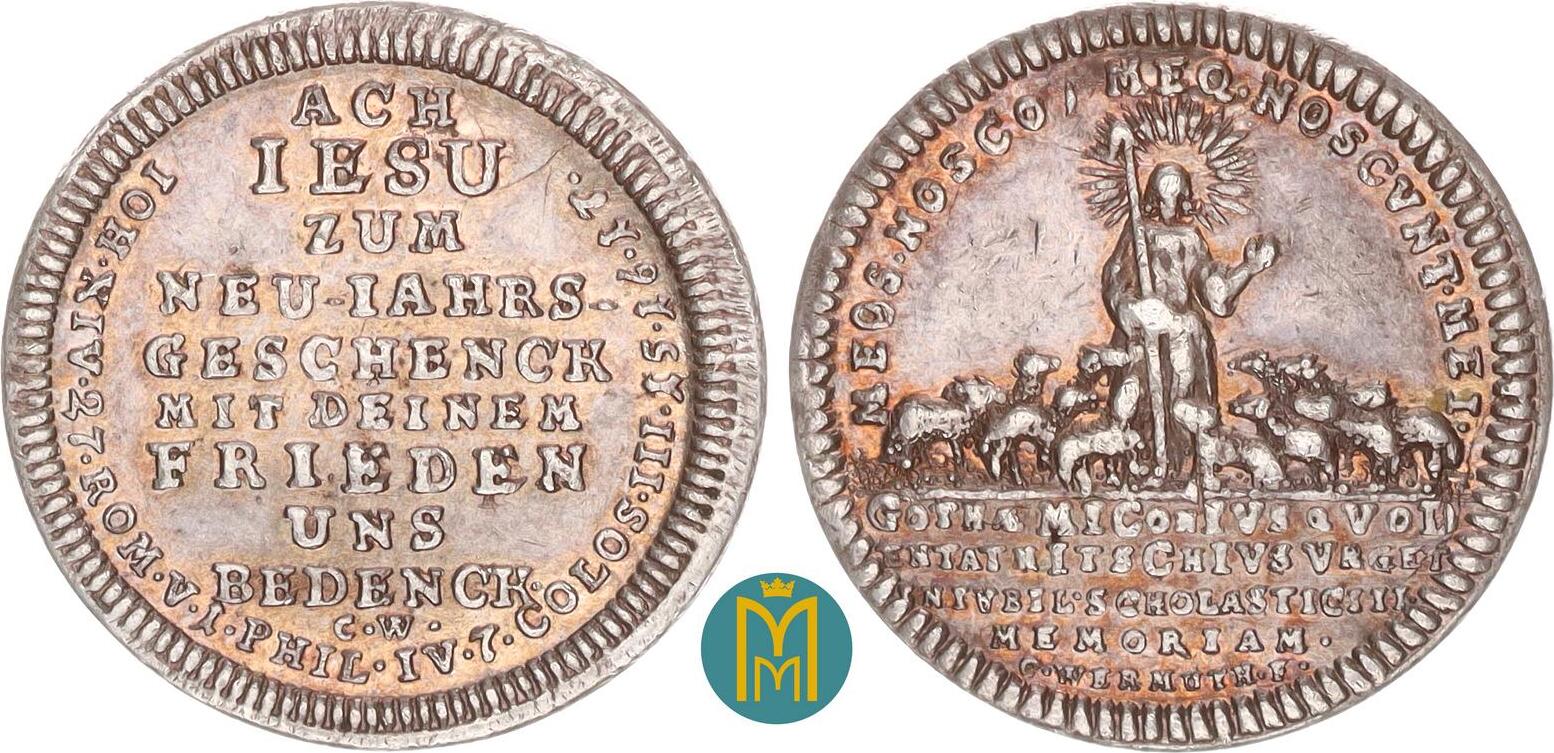 Sachsen-Gotha-Altenburg Silbermedaille von Wermuth 1724 200 Jahrfeier ...