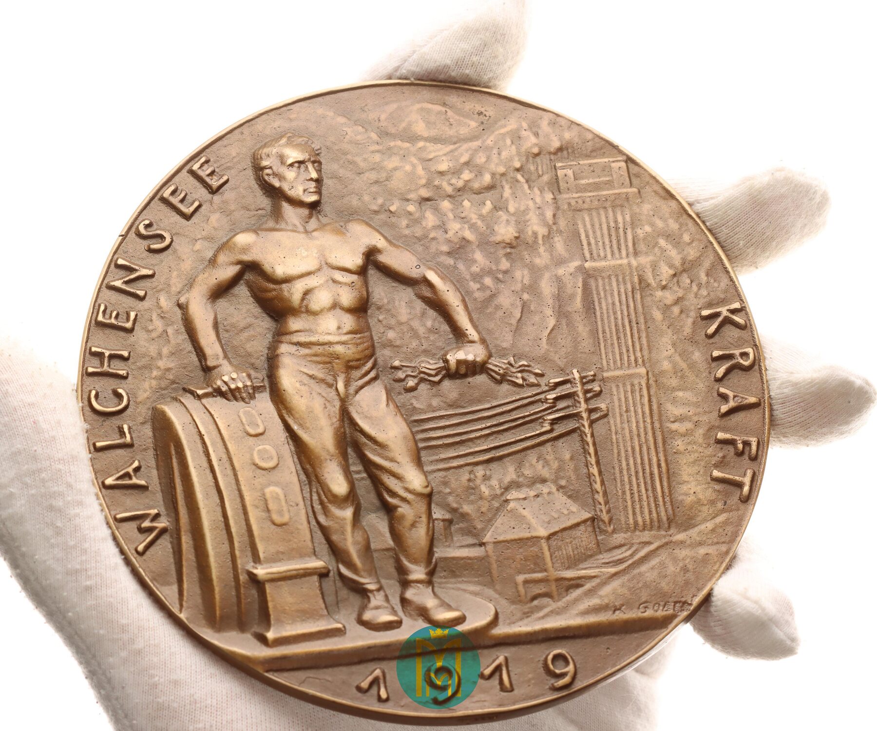 Karl Goetz. Große Bronzegussmedaille. 1924 5 Jahre Bayernwerk ...