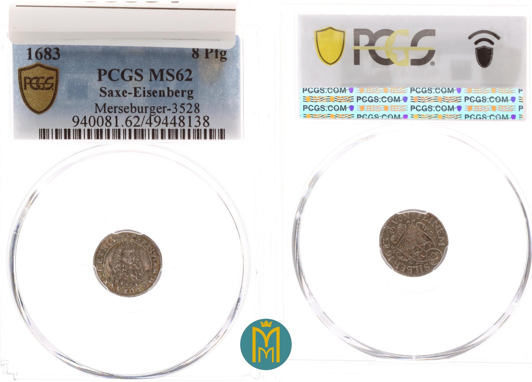 Saxe-Eisenberg 8 Pfg 1682 Christian 1680-1707. MS62 | MA-Shops
