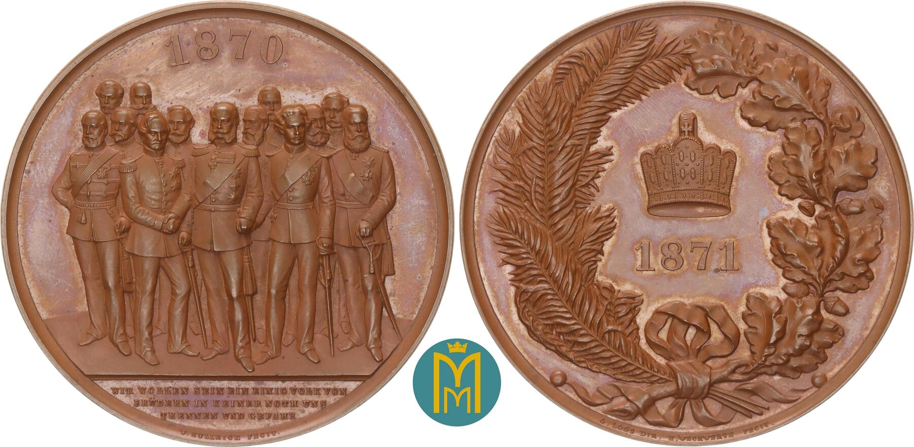 Brandenburg-Preußen. Bronzemedaille von Kullrich u. Weckwerth. 1871 Auf ...
