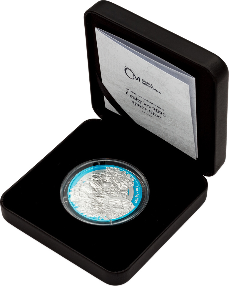 Tschechien 2 NZD Silver 1 oz bullion coin Czech Lion 2025 space blue ...