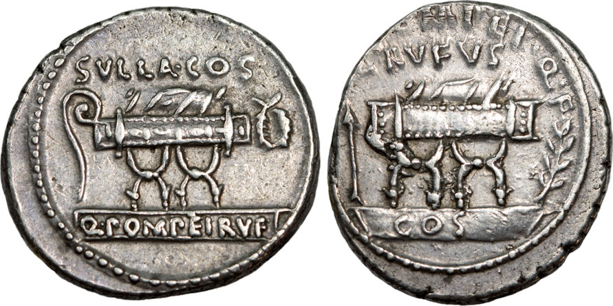 ★CCG-AU55★ Pompeius. Q. Pompeius Rufus. Denarius. 54 BC. Rome. | MA-Shops