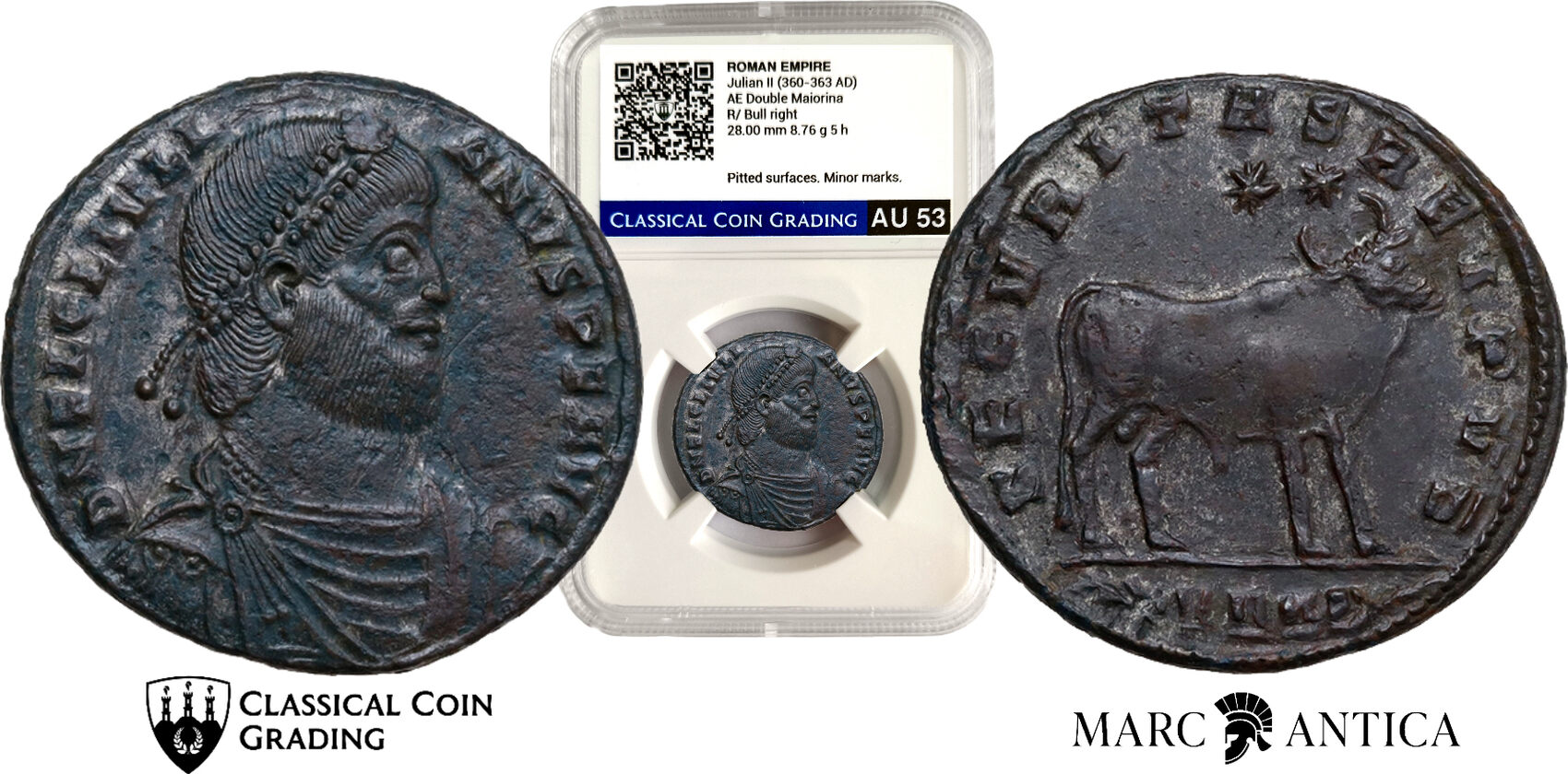 CCG Certified! Julian II the Philosopher (AD 355-363). Æ Double ...