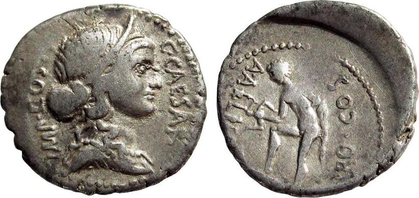 Roman Republic Denarius Late 47 BC. Julius Caesar 49-44 BC., issued by ...