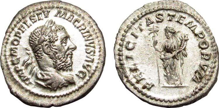 Roman Empire Denarius Macrinus 217-218 AD. Extremely fine | MA-Shops