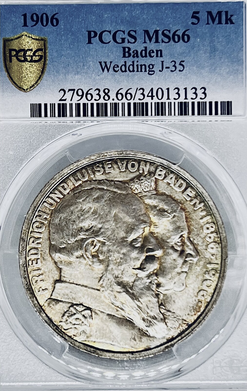 5 Marks German States Baden 1906 5 Mark PCGS MS 66 STG UNC WEDDING MS66 ...