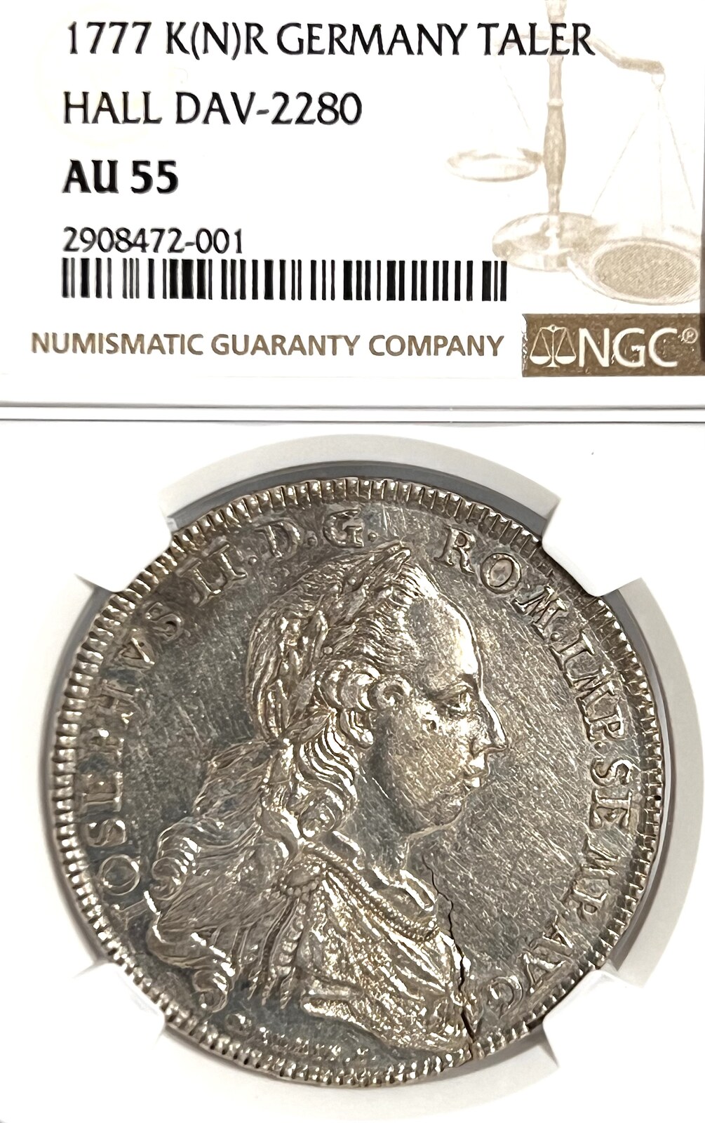 GERMANY 1777 K(N)R German State Hall am Kocher 1777 Taler Coin Thaler ...