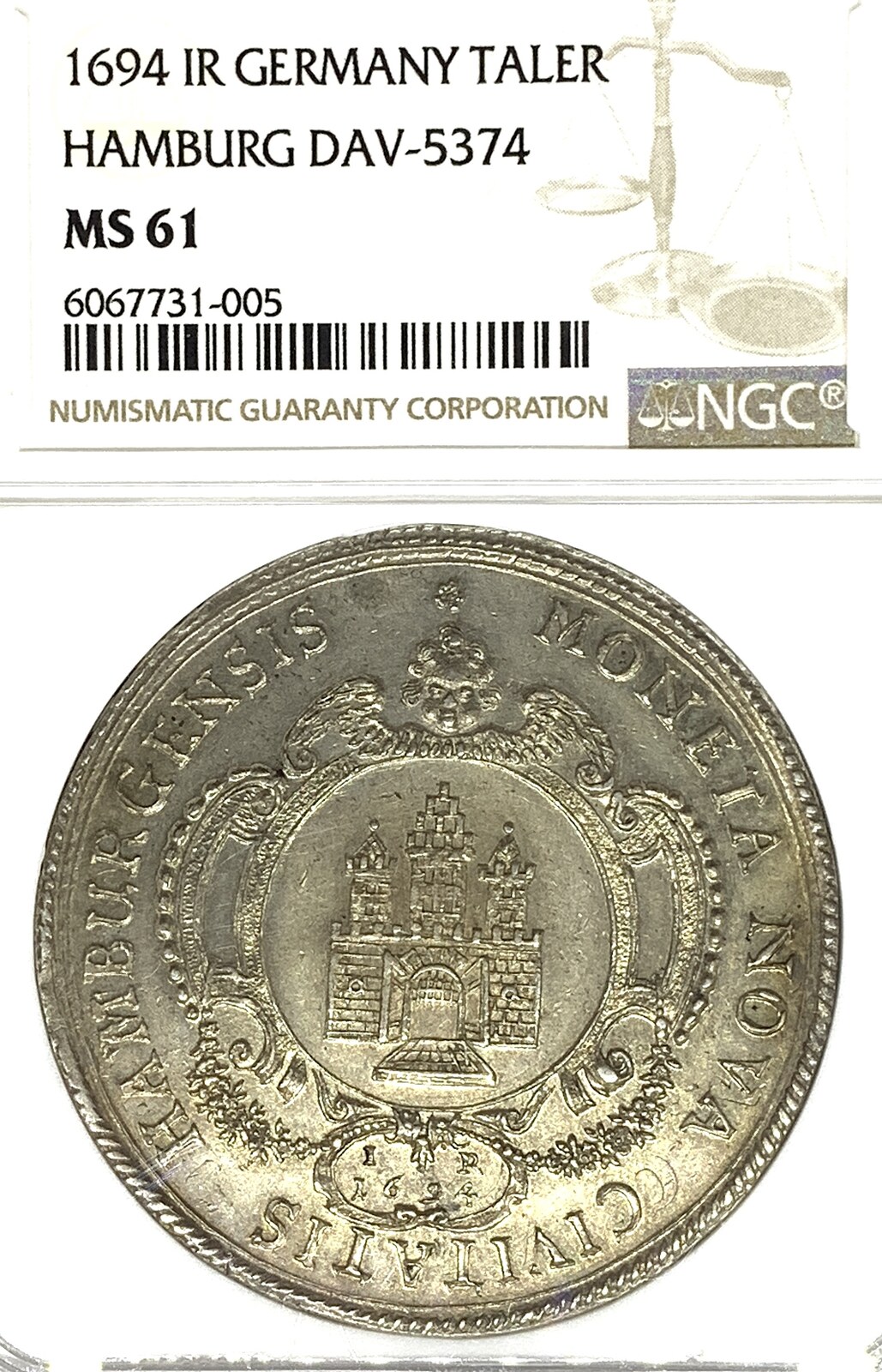 GERMANY 1694 IR German States Hamburg 1694 Taler Coin Thaler NGC MS 61 ...