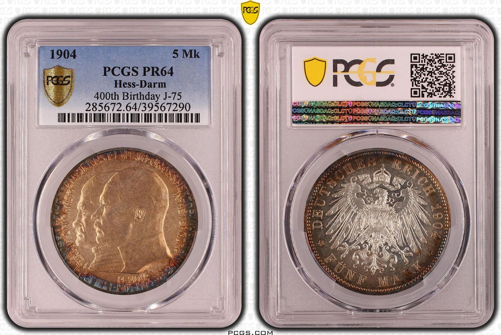 Hess-Darm German States Hesse-Darmstadt 1904 5 Mark PCGS PR 64 PROOF PP ...