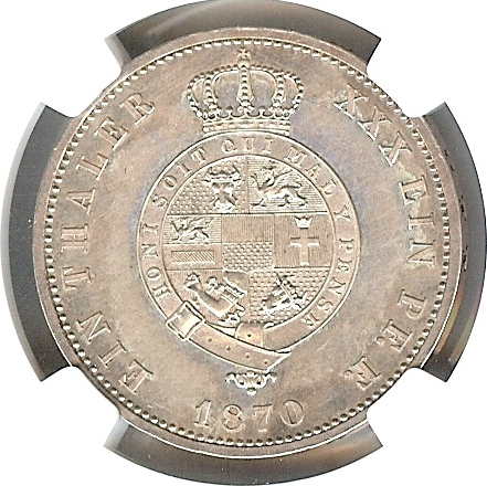 GERMANY 1870A German States Mecklenburg-Strelitz 1870 Taler Coin Thaler ...