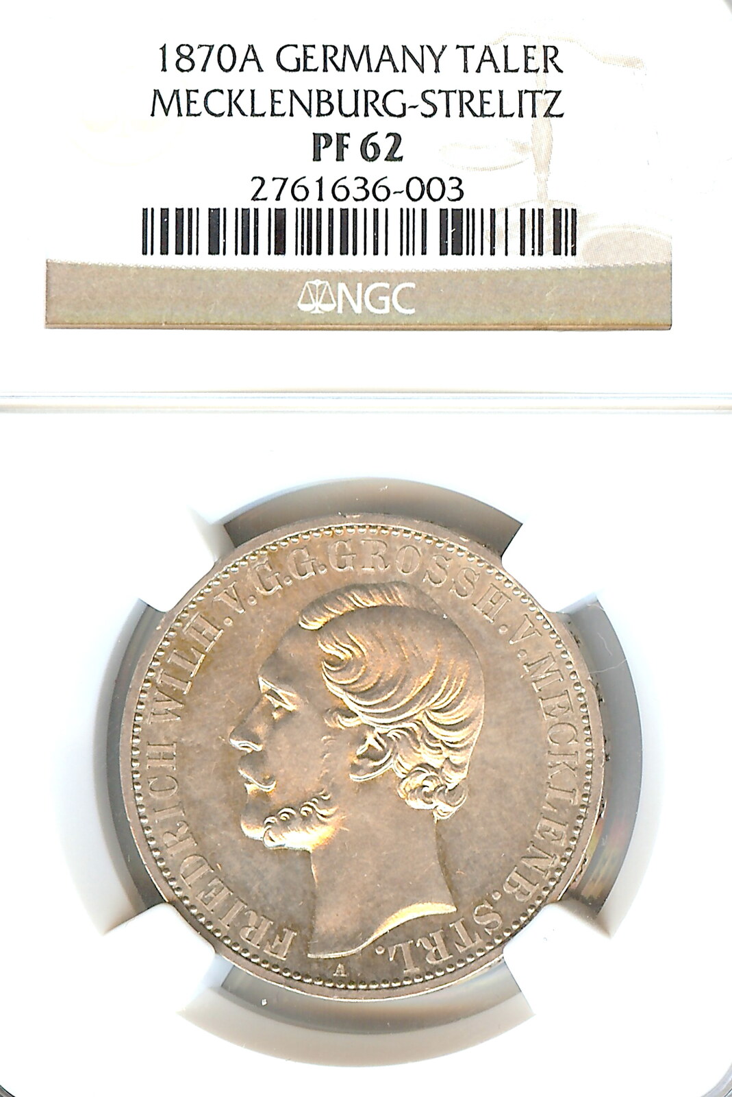 GERMANY 1870A German States Mecklenburg-Strelitz 1870 Taler Coin Thaler ...