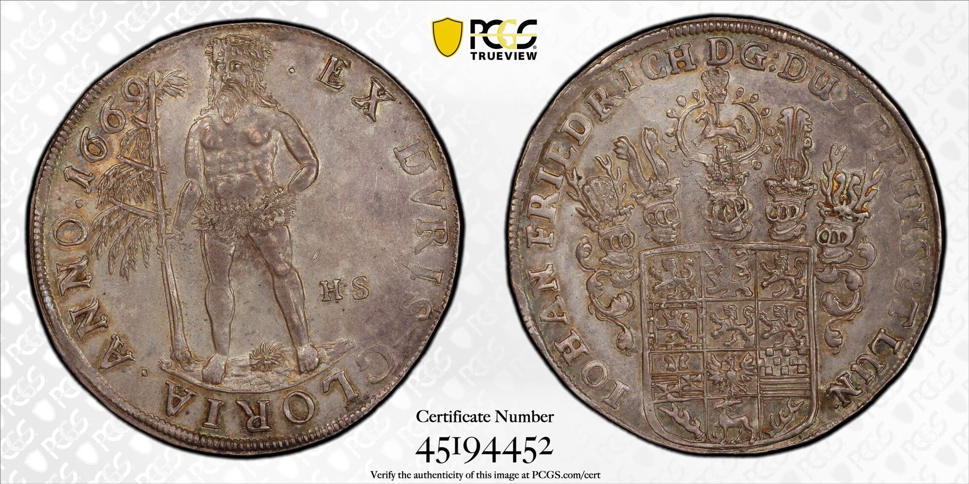 German States Brunswick-Luneburg 1669 Taler Coin Thaler PCGS MS 62 F ...