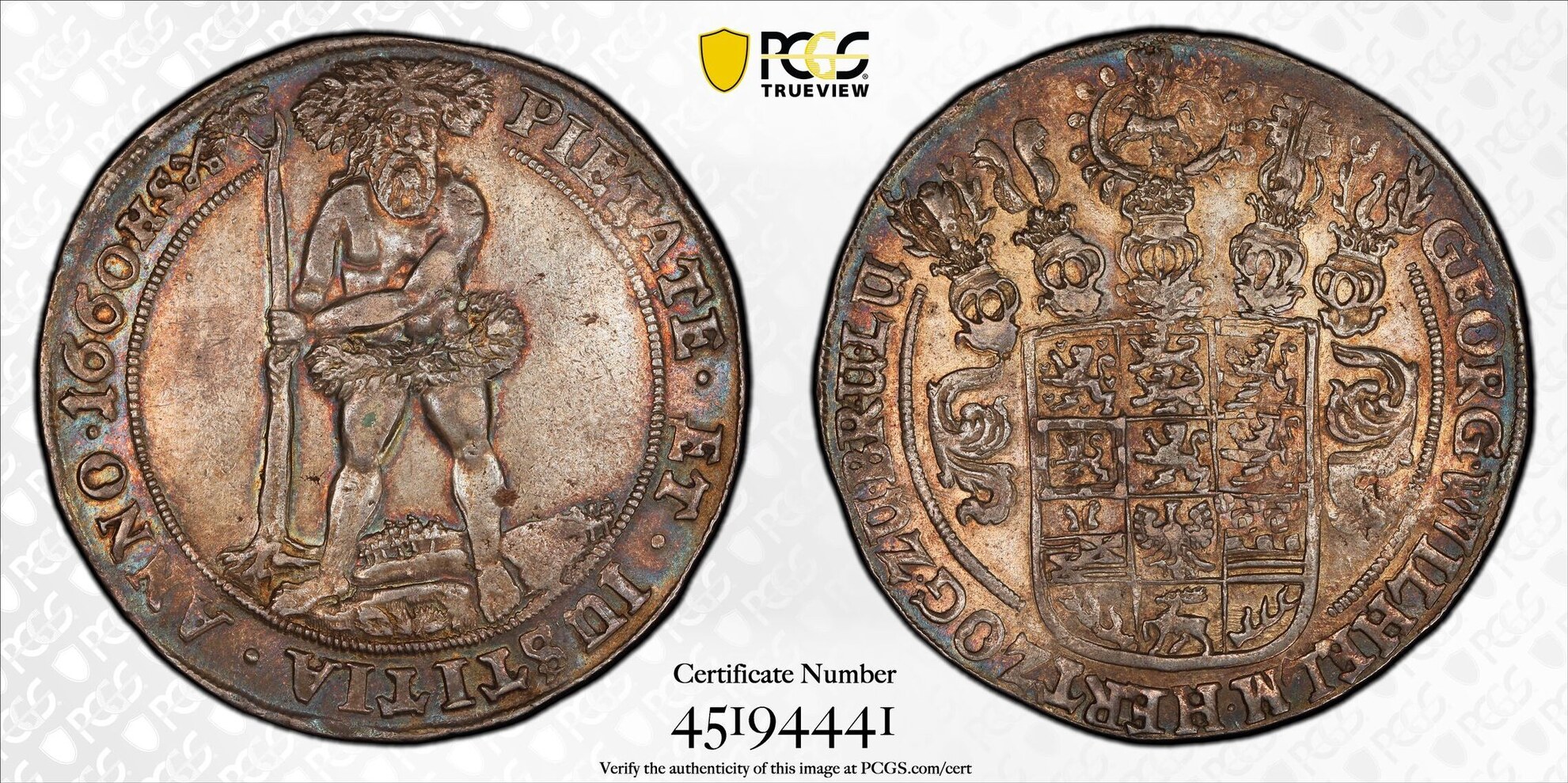 German States Brunswick-Luneburg 1660 Taler Coin Thaler PCGS MS62 F.STG ...