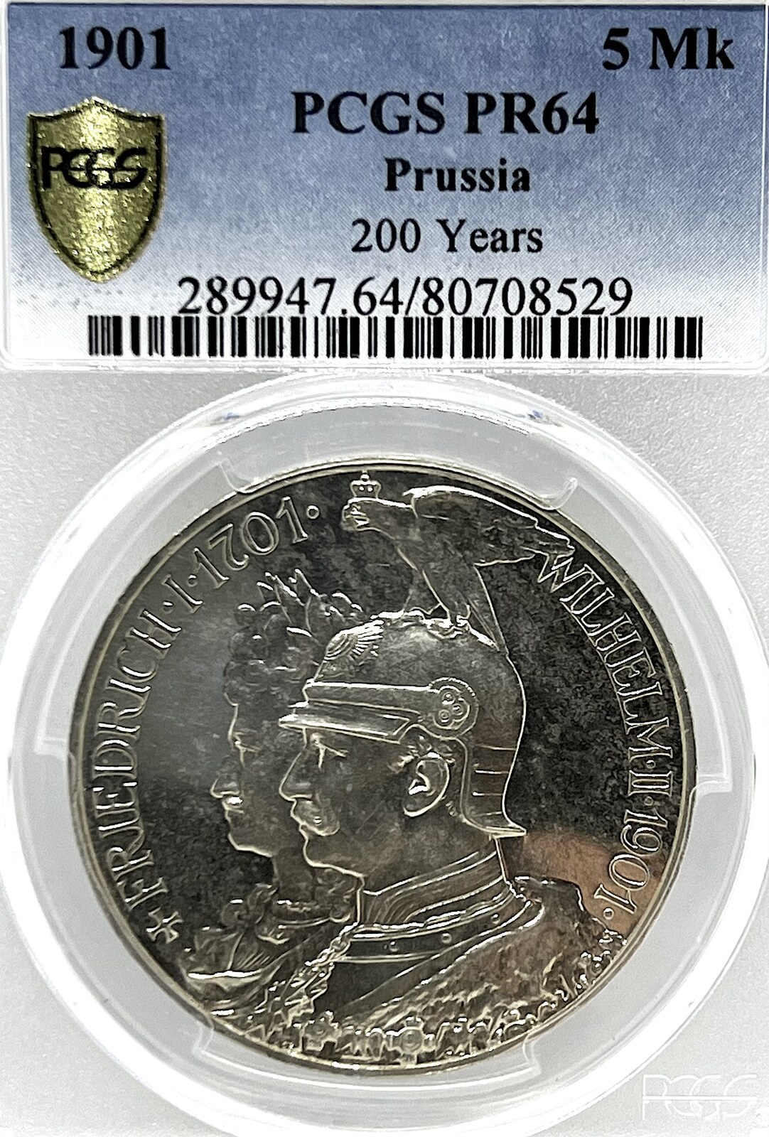 German State Prussia 1901 5 Mark PCGS PR64 PROOF PP Anniversary | MA-Shops