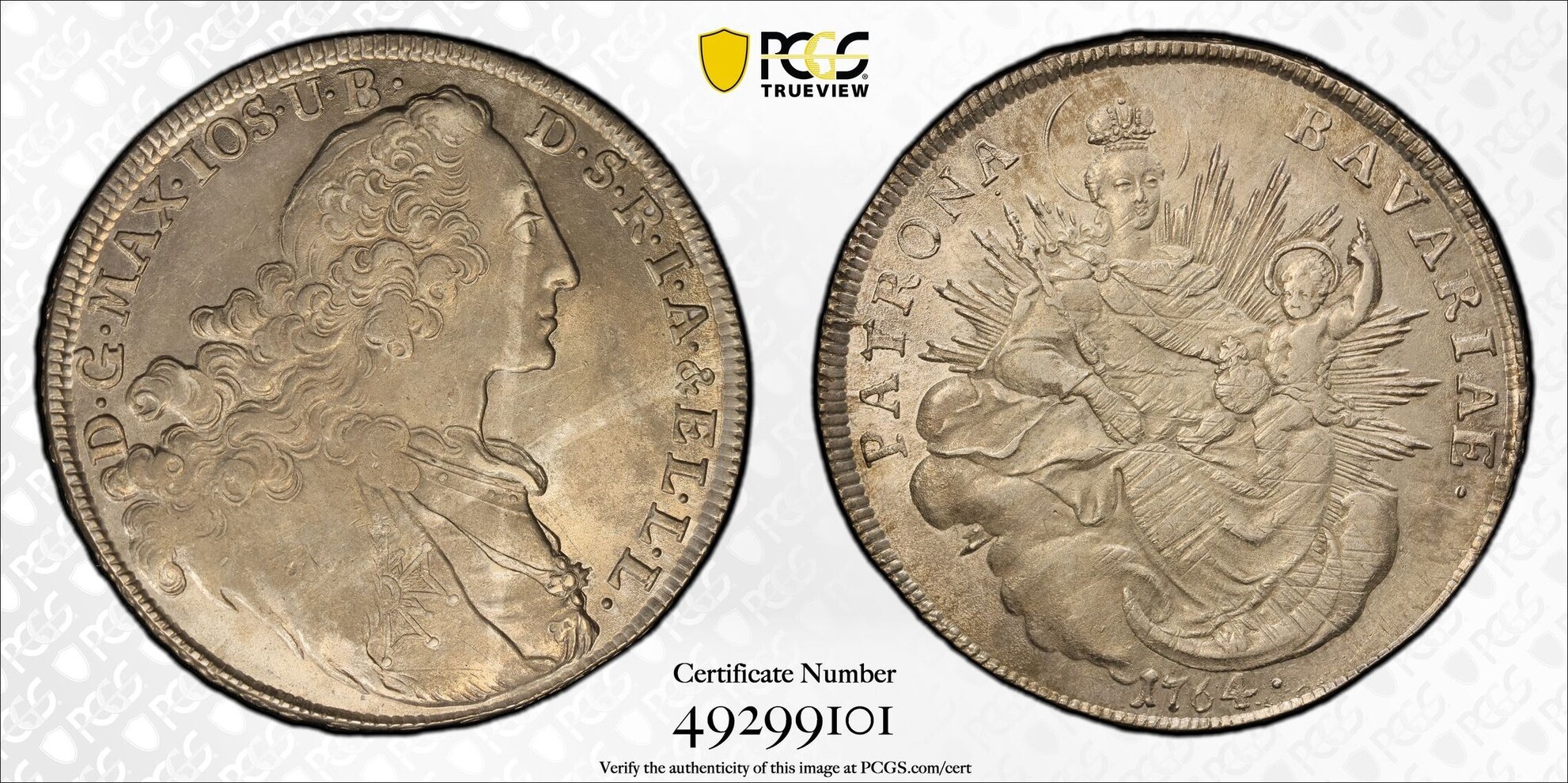 German States Bavaria 1764 Taler Coin Thaler PCGS MS 63 VZ/STG UNC ...