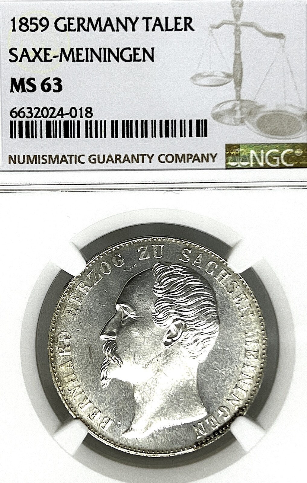 GERMANY German State Saxe-Meiningen 1859 Taler Coin NGC MS 63 Thaler ...