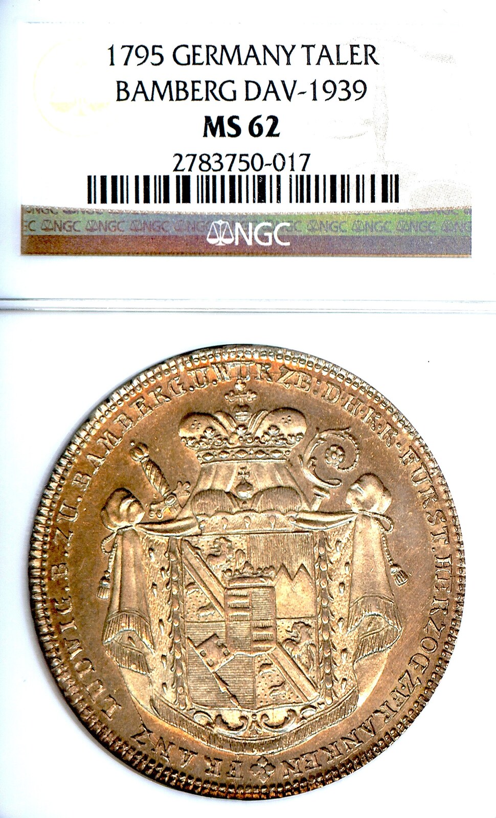 GERMANY German States Bamberg 1795 Taler Coin Thaler NGC MS62 F.STG/STG ...