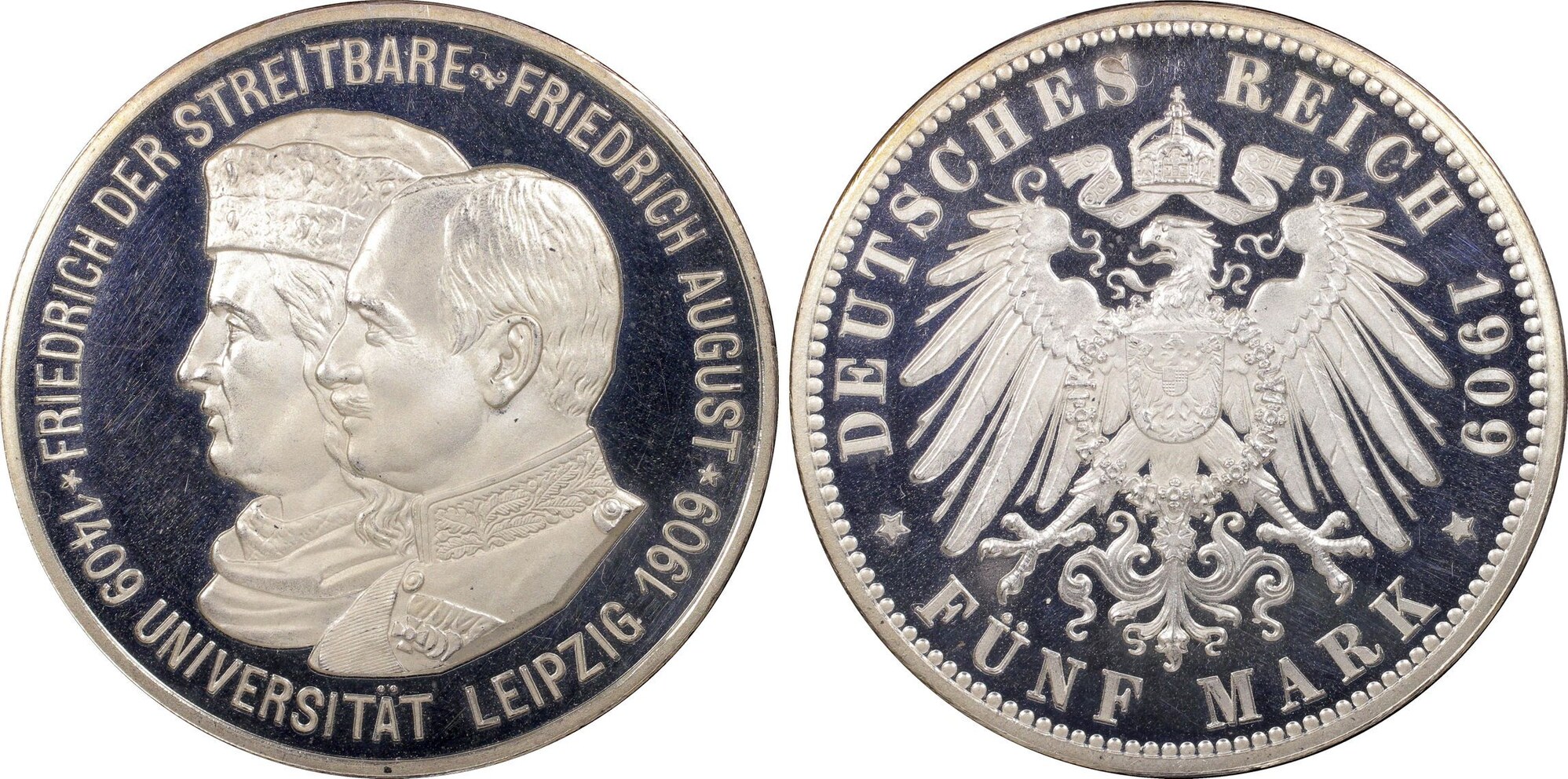 German States Saxony 1909 5 Mark Coin PCGS PR 64 DCAM PROOF PP UNC ...