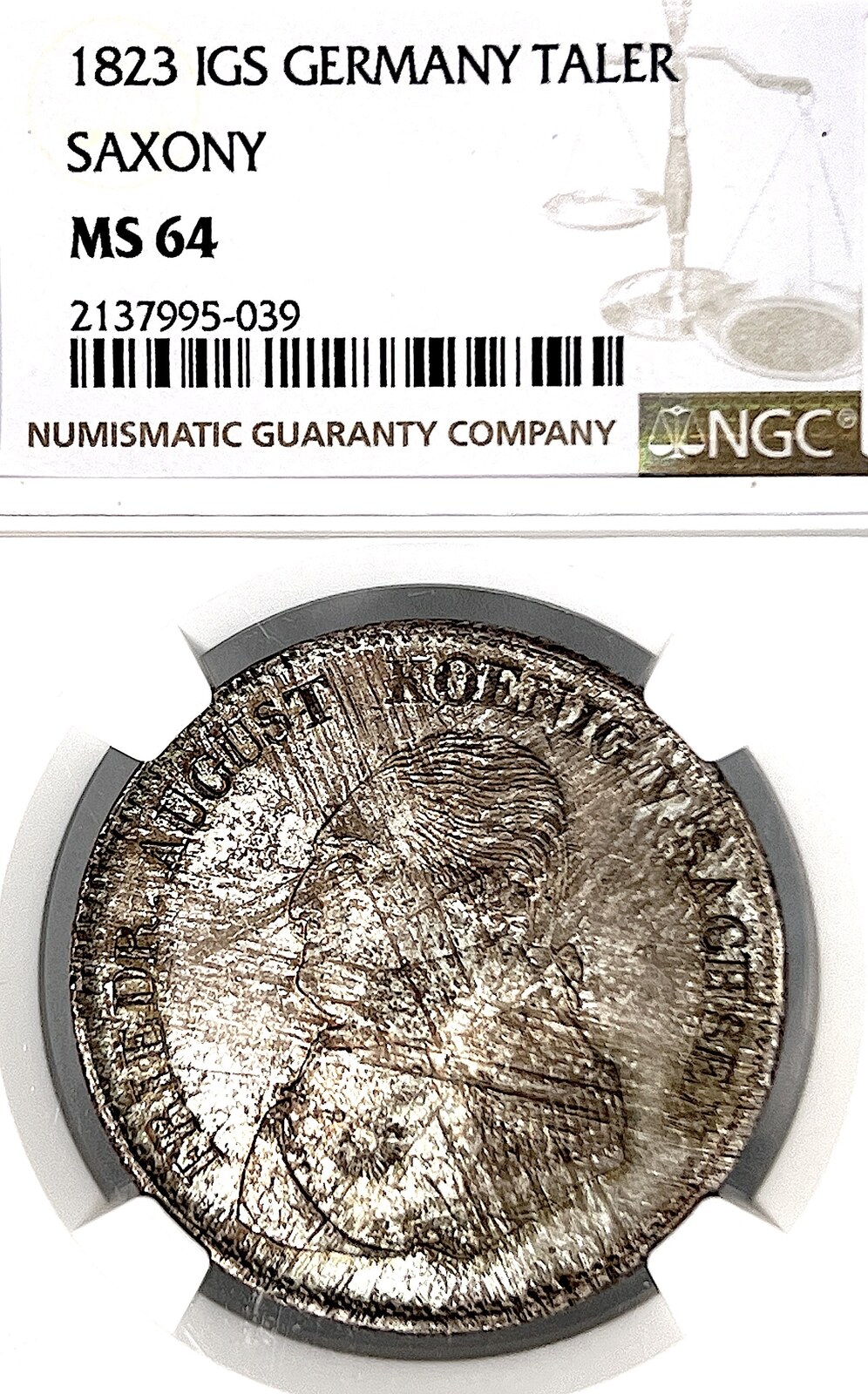 GERMANY German States Saxony 1823 IGS Taler Coin NGC MS 64 F.STG/STG ...