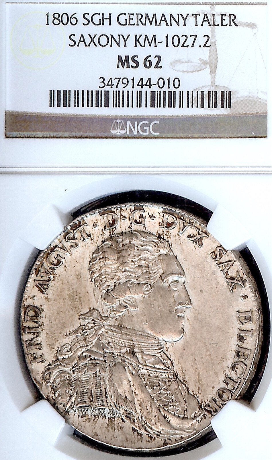 GERMANY German States Saxony 1806 SGH Taler Coin NGC MS62 VZ/F.STG ...