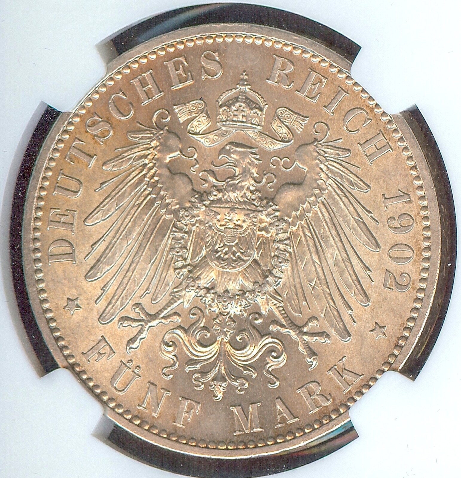 GERMANY 1902E German States Saxony 1902 5 Mark NGC MS 64 F.STG/STG UNC ...