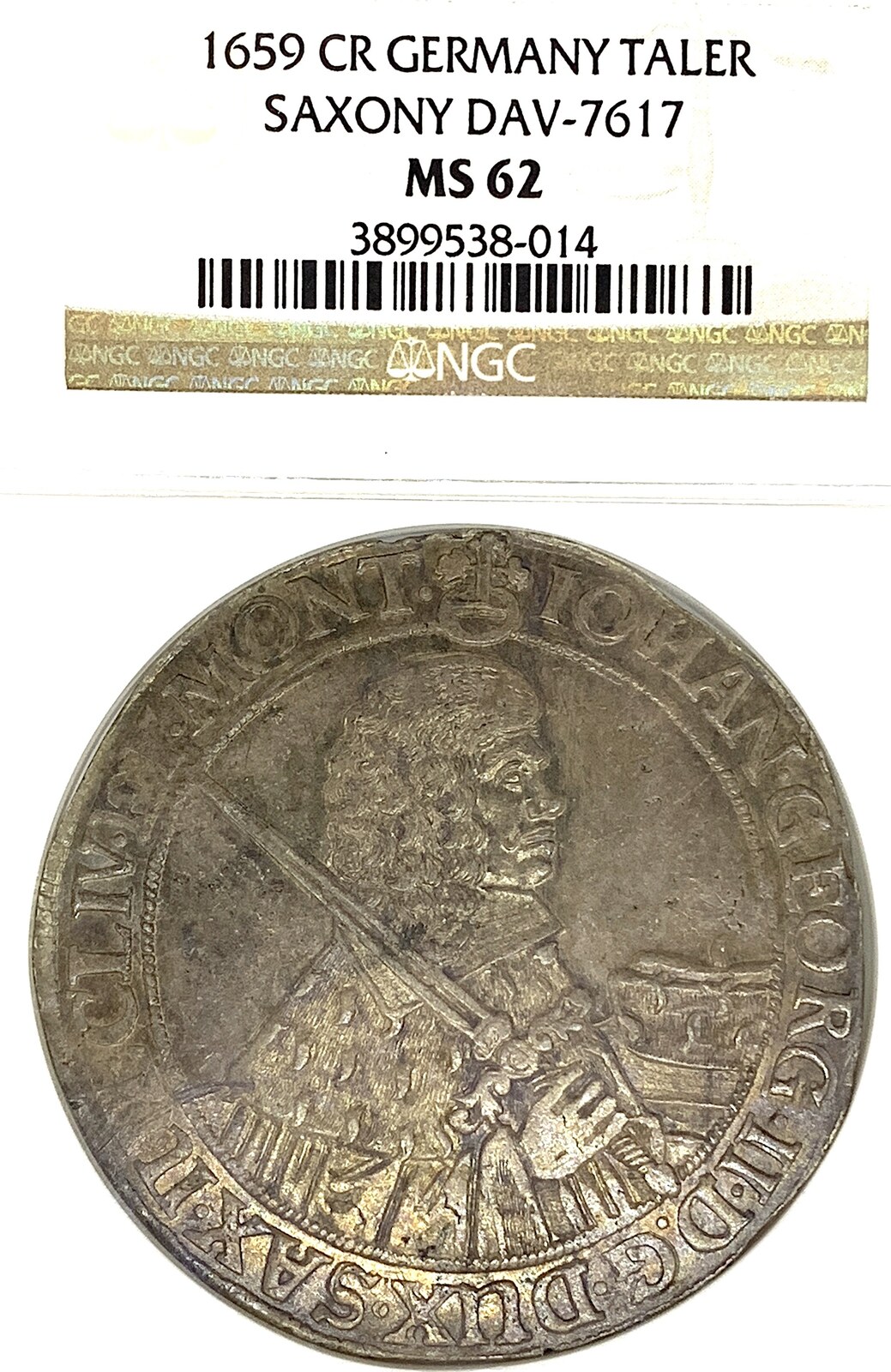 GERMANY 1659 CR German States Saxony 1659 Taler Coin NGC MS62 VZ/F.STG ...