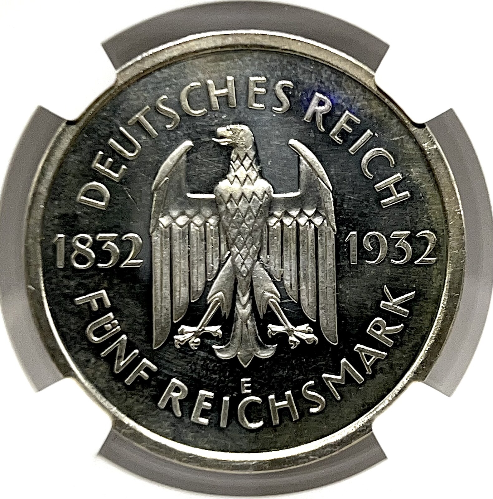 1932E Germany, Weimar Republic, 1932 E, 5 Mark, GOETHE, NGC PF 61 CAMEO ...