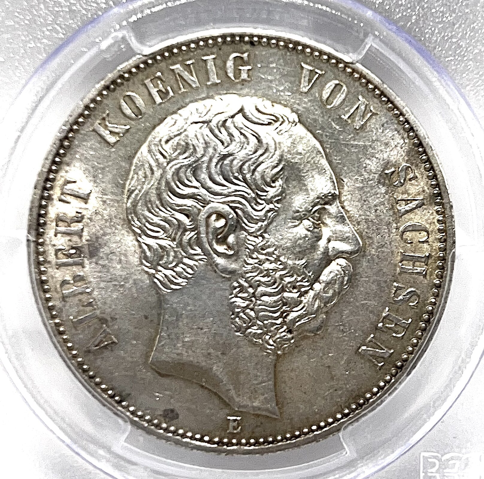 German States Saxony 1876E 5 Mark PCGS MS 62 VZ/F.STG UNC RARE MS62 ...