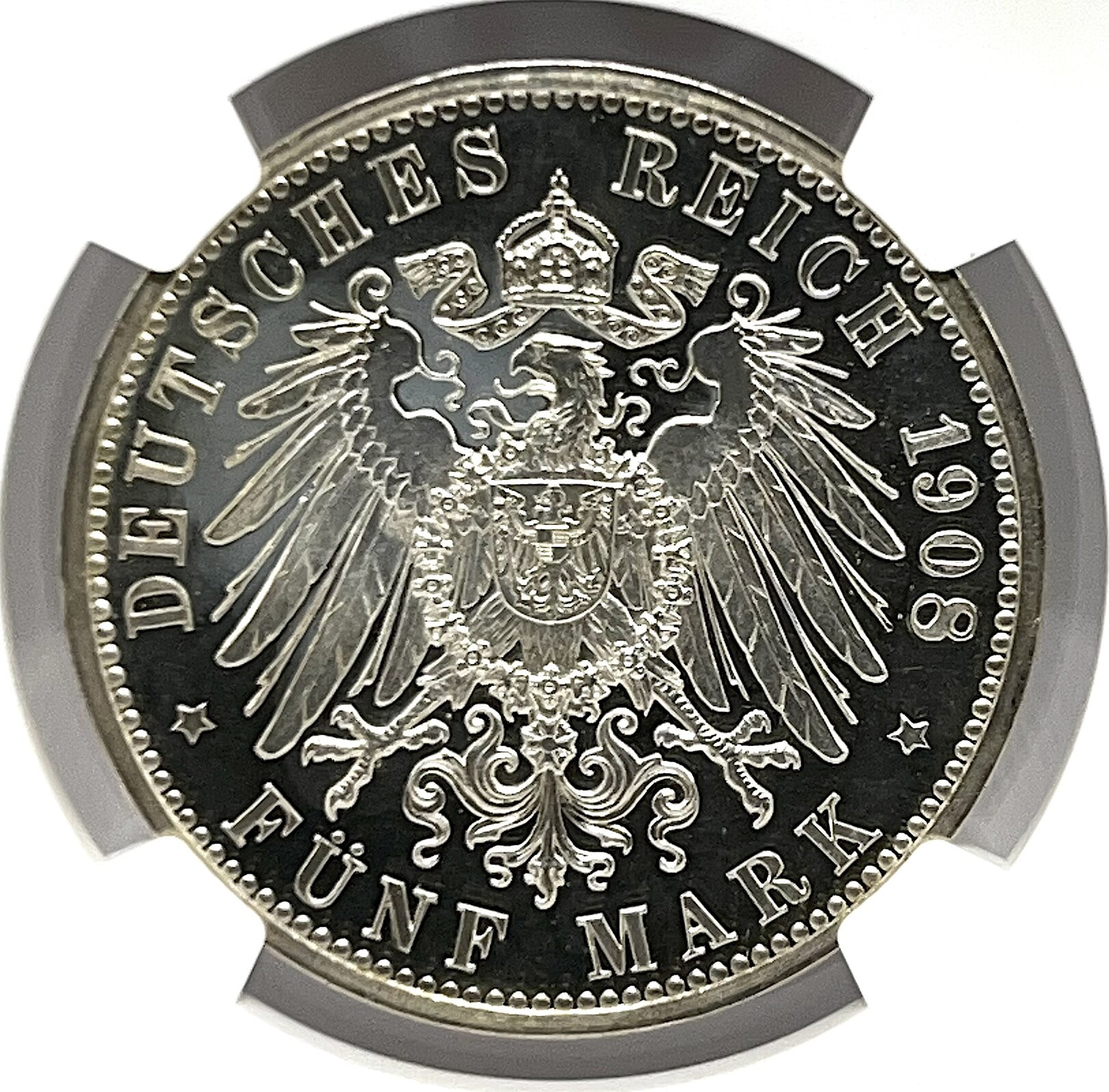 GERMANY 1908G German States Baden 1908 G 5 Mark Coin NGC PF 64 PROOF ...