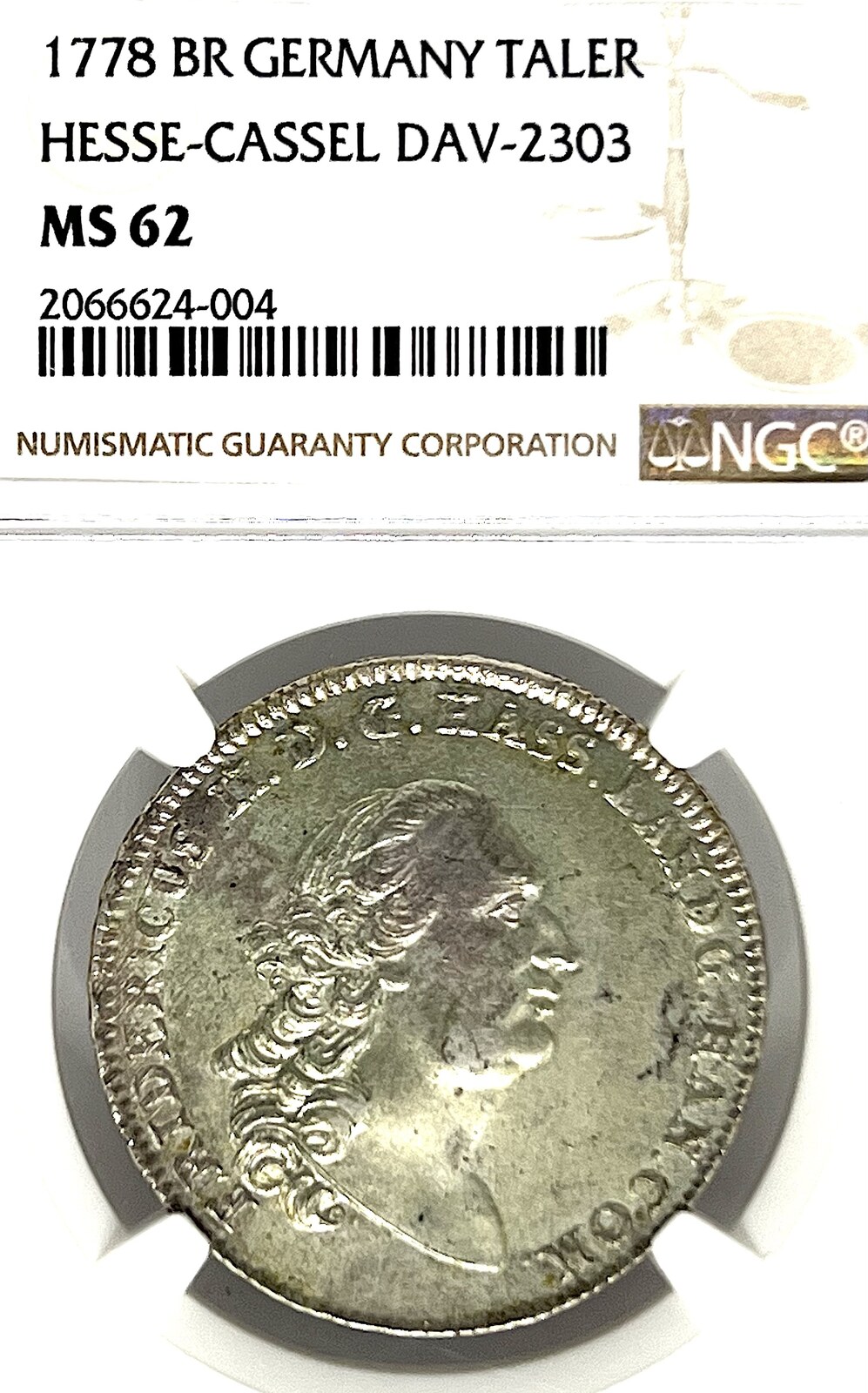 GERMANY 1778 BR German States Hesse-Cassel 1778 Taler Coin NGC MS 62 VZ ...