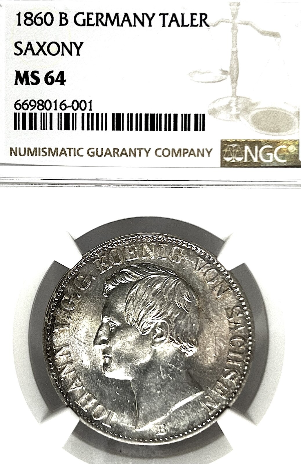 GERMANY German States Saxony 1860 B Taler Coin Thaler NGC MS 64 VZ/STG ...