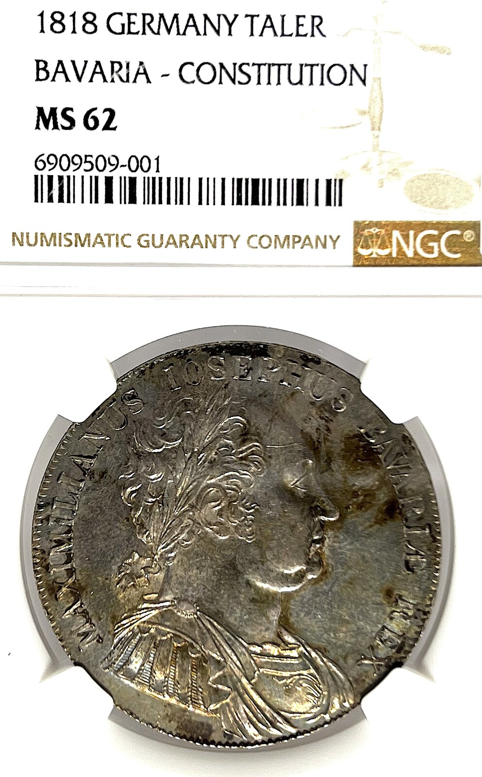 GERMANY German States Bavaria 1818 Taler Coin Thaler NGC MS 62 F.STG ...