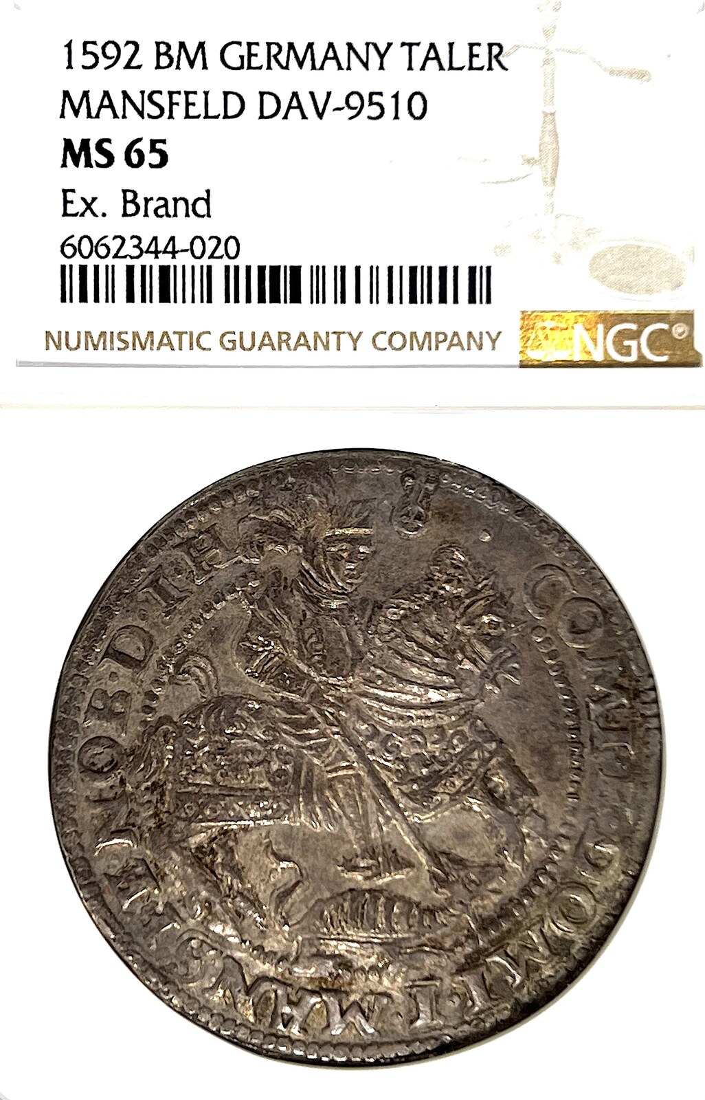 GERMANY 1592 BM German States Mansfeld-Friedeburg 1592 Taler Coin ...