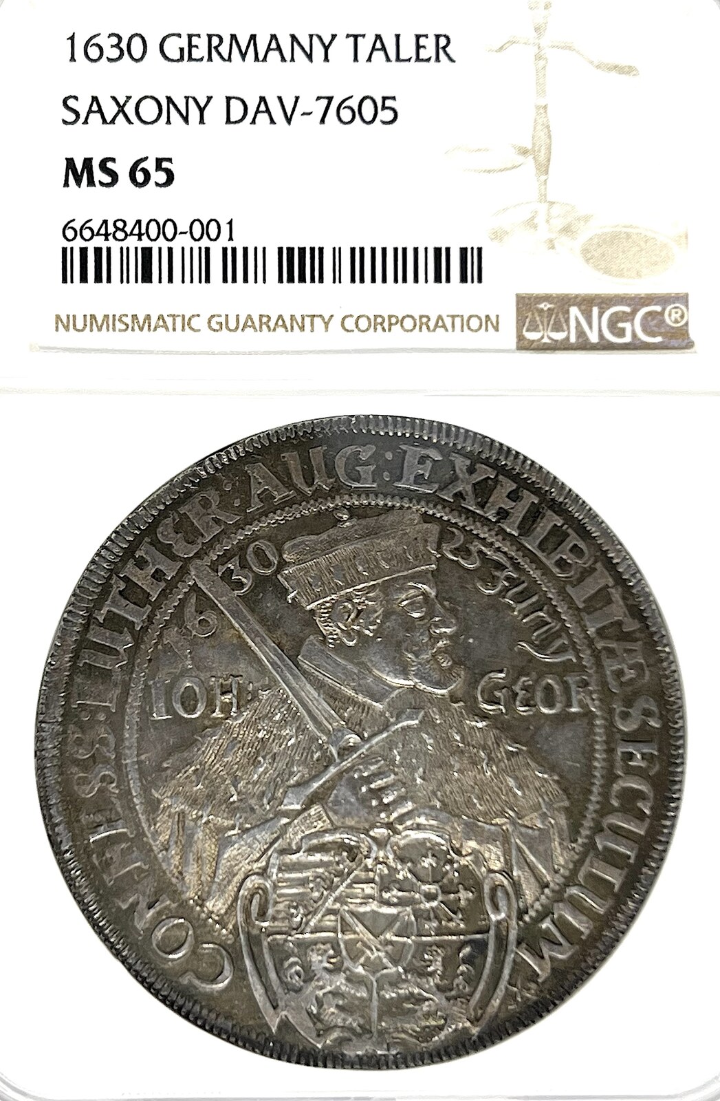 GERMANY German States Saxony 1630 Taler Coin NGC MS65 STG Thaler UNC ...