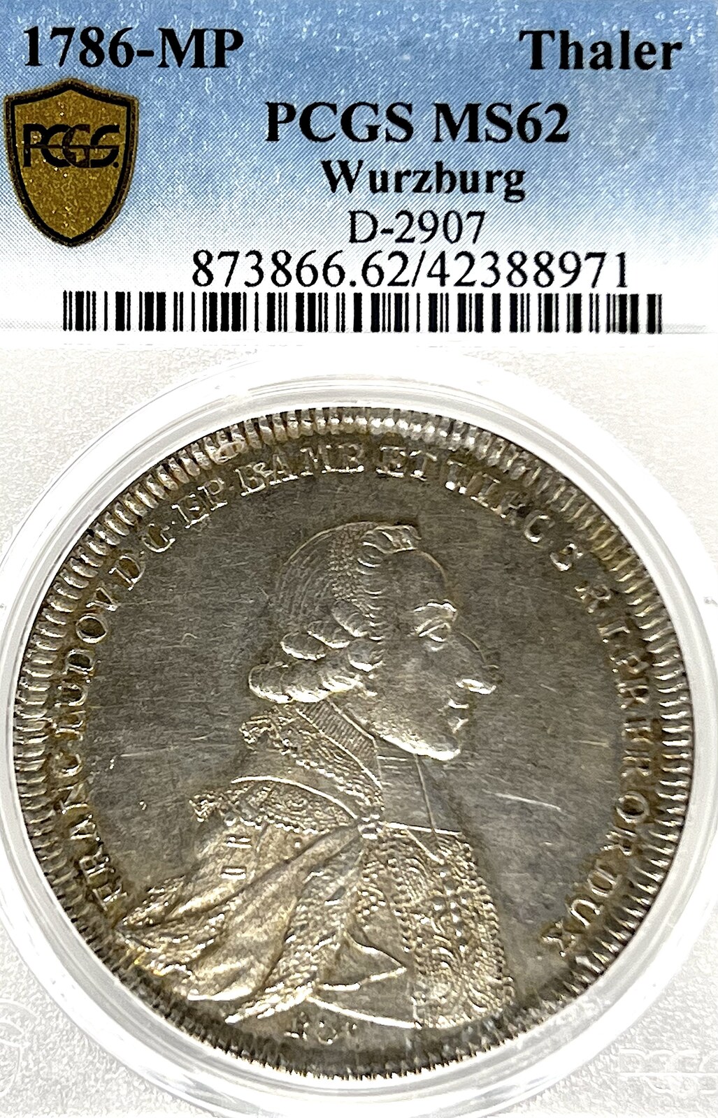 German States Wurzburg 1786 Taler Coin Thaler PCGS MS 62 VZ/F.STG UNC ...