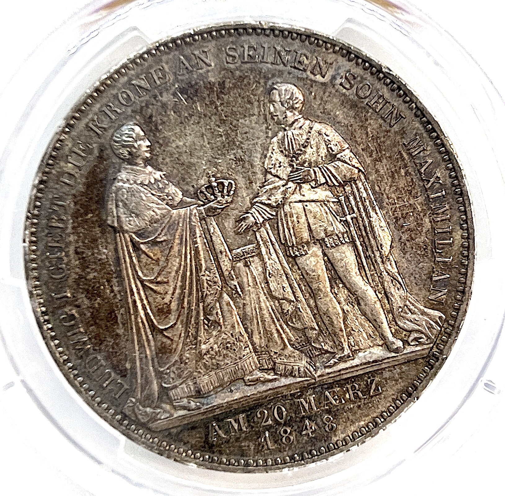 2 Thalers German State Bavaria 1848 2 Talers Coin Thaler PCGS MS61 VZ/F ...