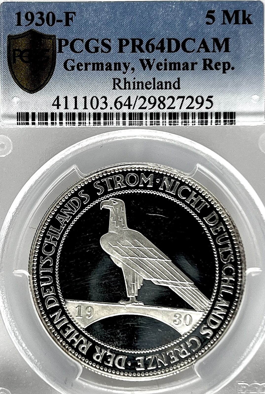 Germany, Weimar Rep. Germany Weimar Republic 1930F 5 Mark Liberation PCGS PR 64DCAM PP/PROOF ...