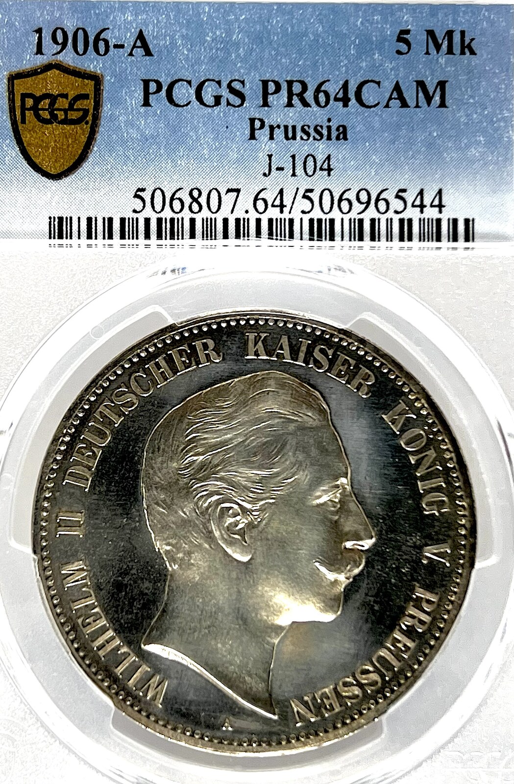 German States Prussia 1906A 5 Mark Coin PCGS PR 64CAM PROOF/PP RARE ...