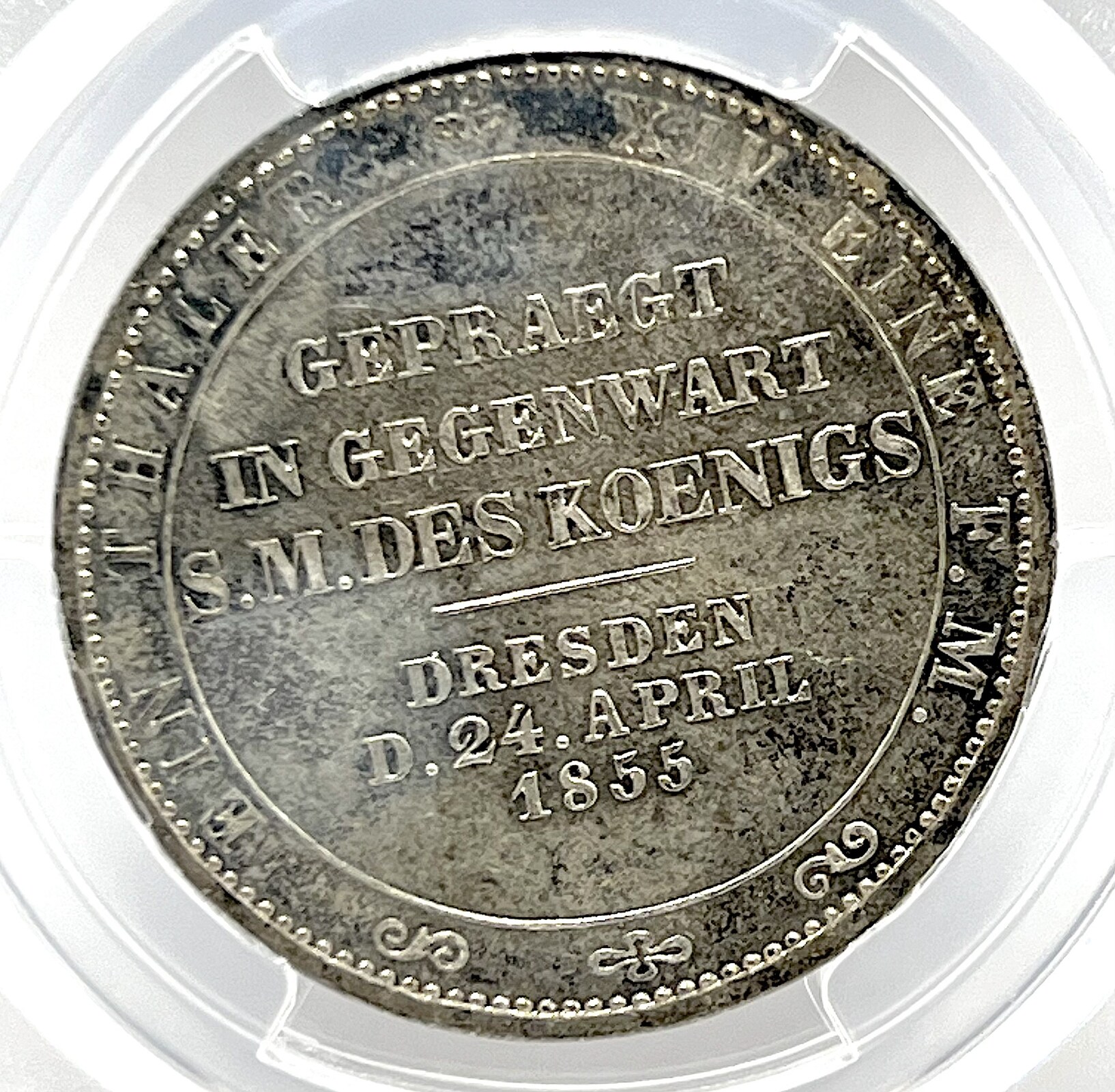 German State Saxony 1855F Taler Coin Thaler MINT VISIT PCGS MS64PL STG ...