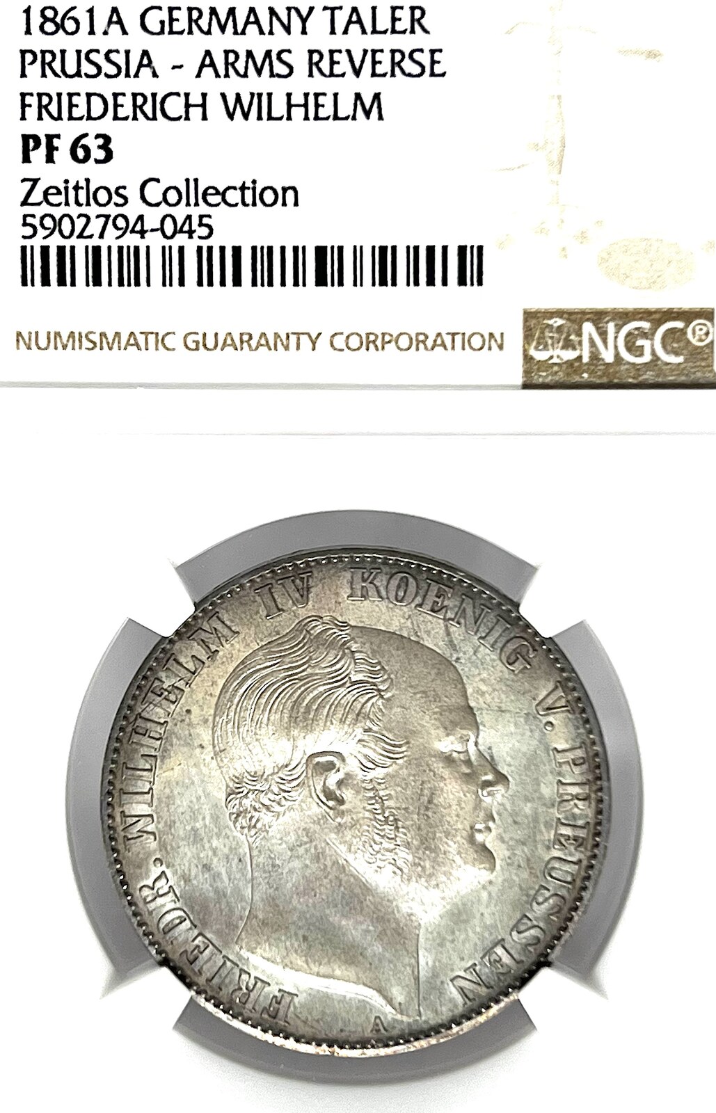 GERMANY German States Prussia 1861A Taler Coin DEATH Thaler NGC PF 63 ...